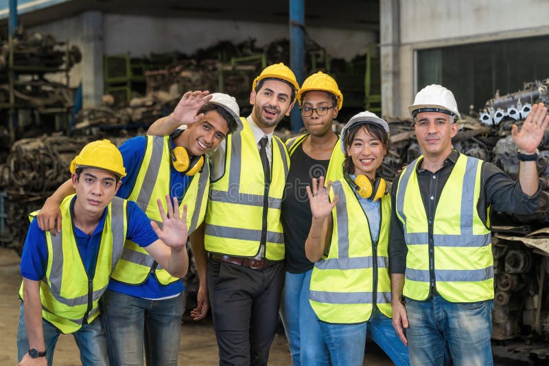 Factory Worker and Engineer As Team. Team of Workers and Engineer ...