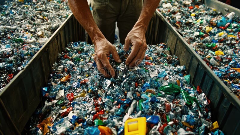 Worker Evaluating Plastic Waste for Recycling Process Stock Image ...