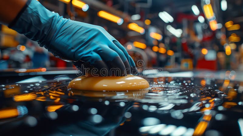 Factory Worker with Glove on Assembly Line. Stock Image - Image of ...