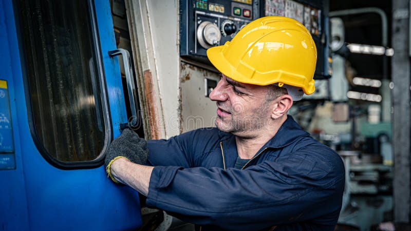 Industrial Worker Getting His Finger Stuck in the Machine Stock Image ...