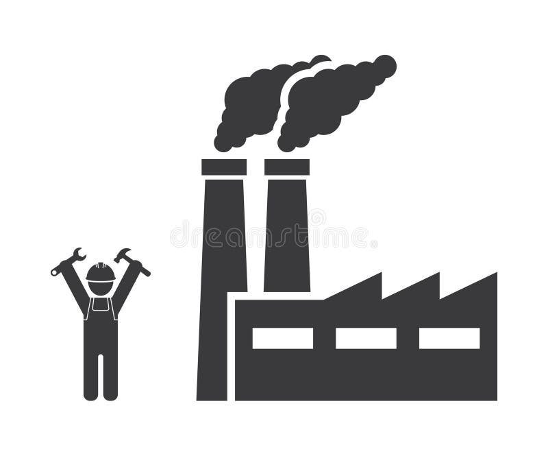 Factory with worker icon stock vector. Illustration of icon - 330520773