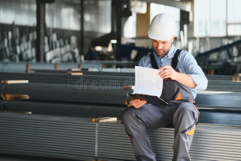 Factory Worker. Man Working on the Production Line. Stock Image - Image ...