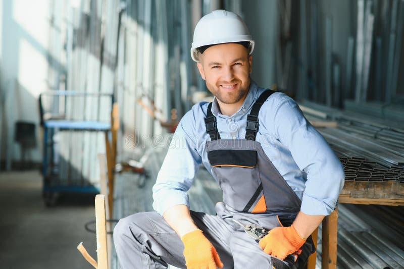 Factory Worker. Man Working on the Production Line. Stock Image - Image ...