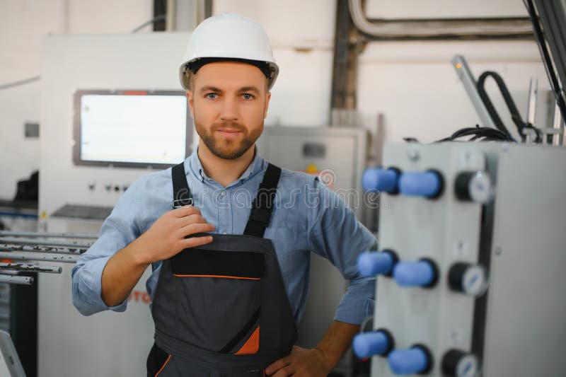Factory Worker. Man Working on the Production Line. Stock Image - Image ...