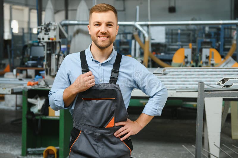 Factory Worker. Man Working on the Production Line. Stock Image - Image ...