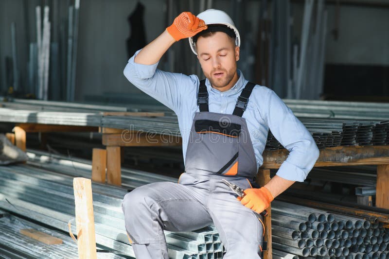 Factory Worker. Man Working on the Production Line. Stock Image - Image ...