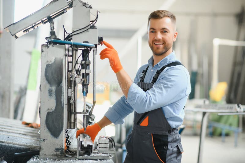 Factory Worker. Man Working on the Production Line. Stock Image - Image ...