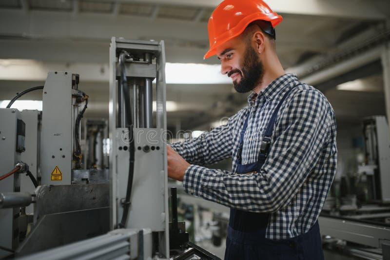 Factory Worker. Man Working on the Production Line. Stock Image - Image ...