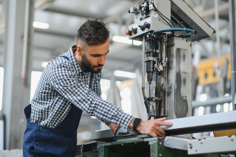 Factory Worker. Man Working on the Production Line. Stock Image - Image ...