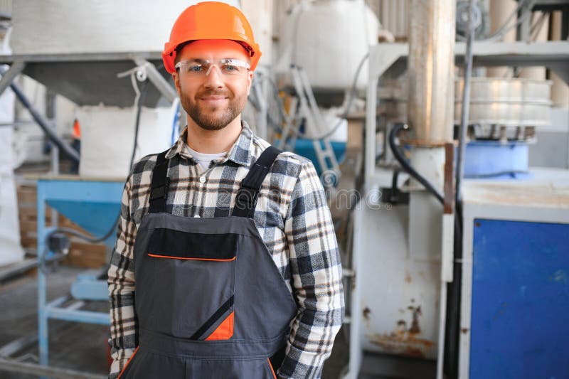 Factory Worker. Man Working on the Production Line Stock Image - Image ...