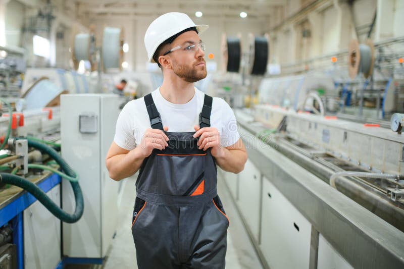 Factory Worker. Man Working on the Production Line Stock Image - Image ...