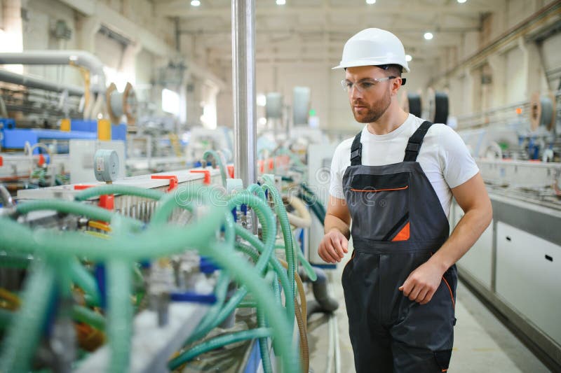 Factory Worker. Man Working on the Production Line Stock Photo - Image ...
