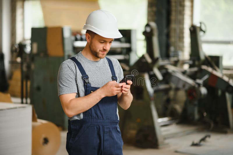 Factory Worker. Man Working on the Production Line Stock Photo - Image ...