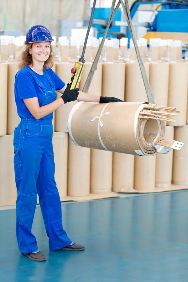 Factory Worker Moving Transformer Coil with Overhead Crane Stock Photo ...