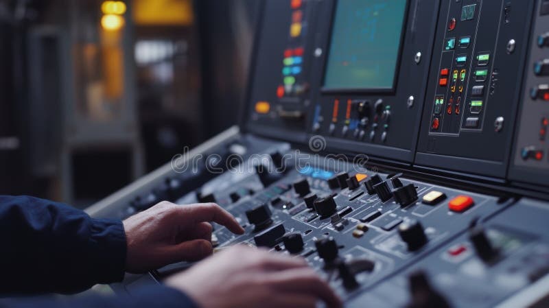 Factory Worker Operating Machinery Control Panel in Manufacturing Plant ...