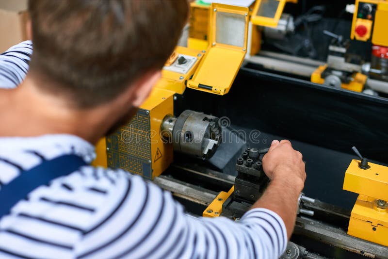 Factory Worker Operating Metalworking Machine Stock Photo - Image of ...