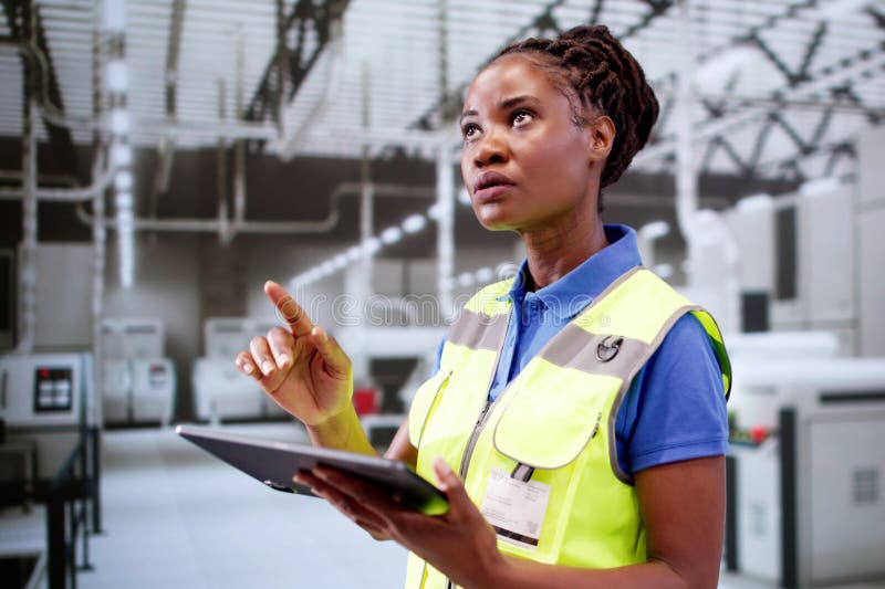 Factory Worker Osha Inspection Using Tablet Stock Photo - Image of lady ...