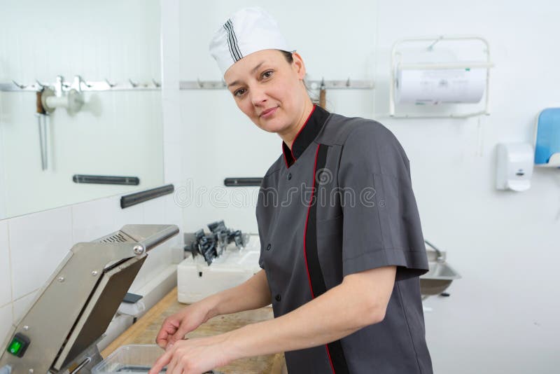Factory Worker Packing Processed Food Stock Photo - Image of industry ...