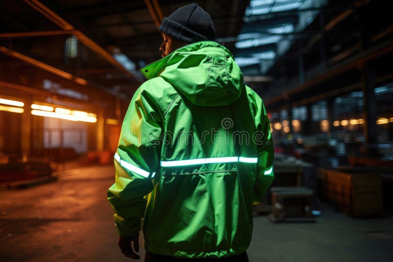 Factory Worker in a Reflective Work Jacket. Generative AI Stock ...