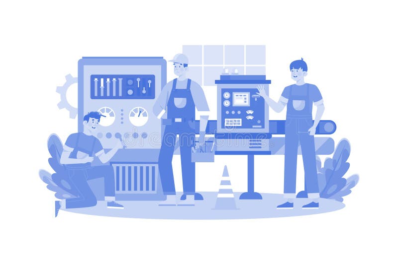 Industrial Worker Repairing Machine Stock Illustrations – 766 ...