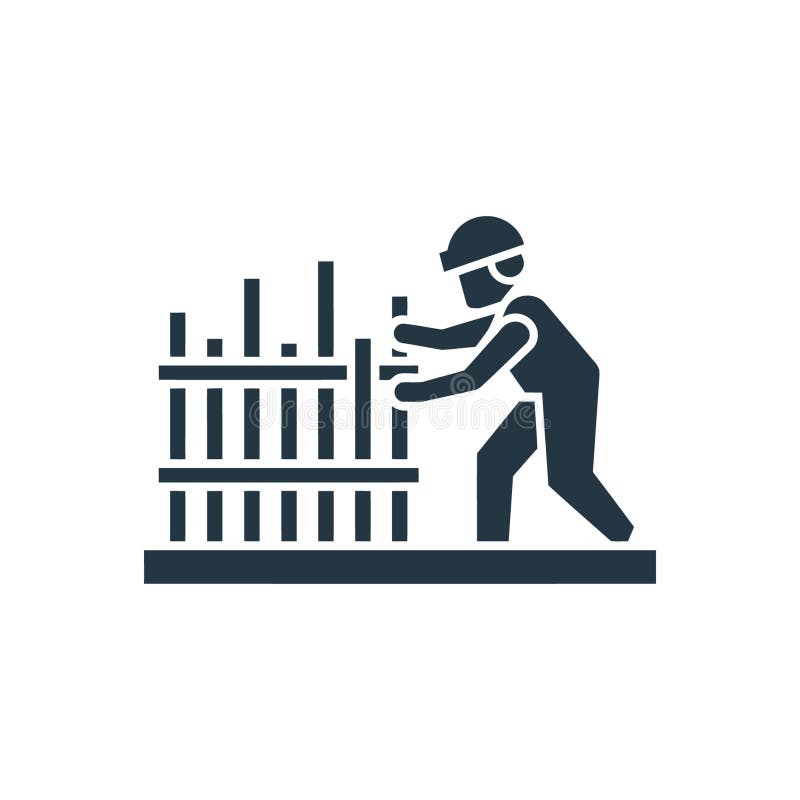 Factory Worker Stacking Bars Icon Stock Vector - Illustration of ...
