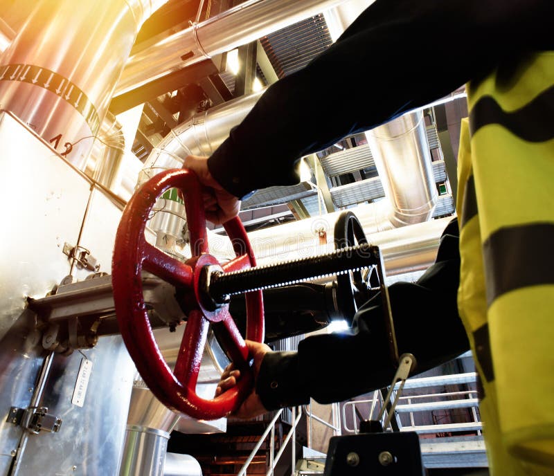 Factory Worker Turning Valve Stock Photo - Image of male, armature ...