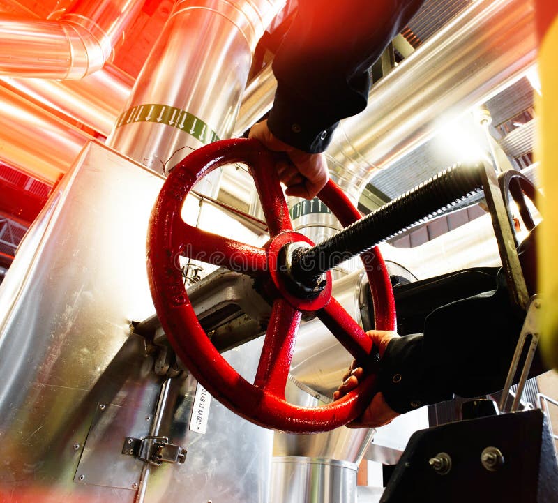 Factory Worker Turning Valve Stock Photo - Image of gate, male: 136940574