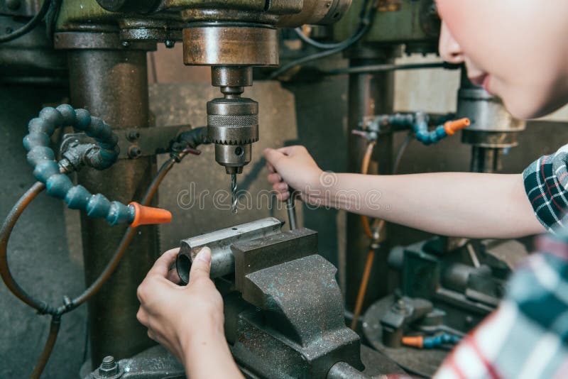 Factory Worker Working on Milling Machine Company Stock Image - Image ...