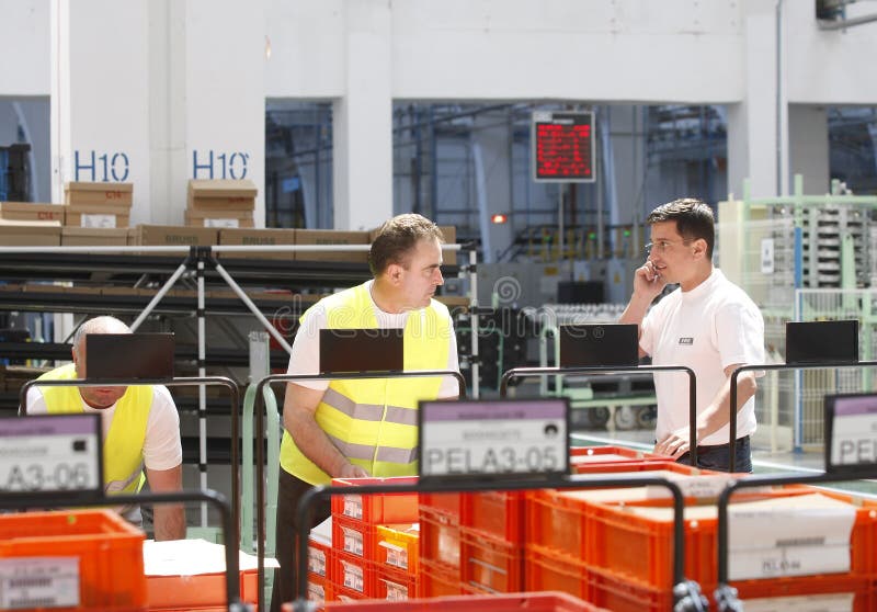 Factory workers stock image. Image of line, white, production - 11401347