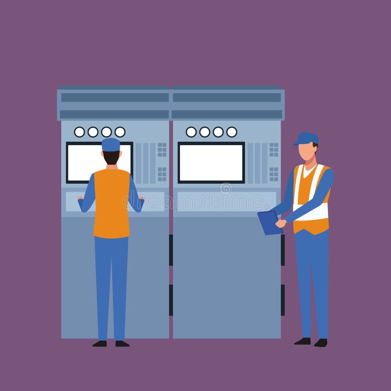 Factory workers cartoon stock vector. Illustration of operating - 132186869