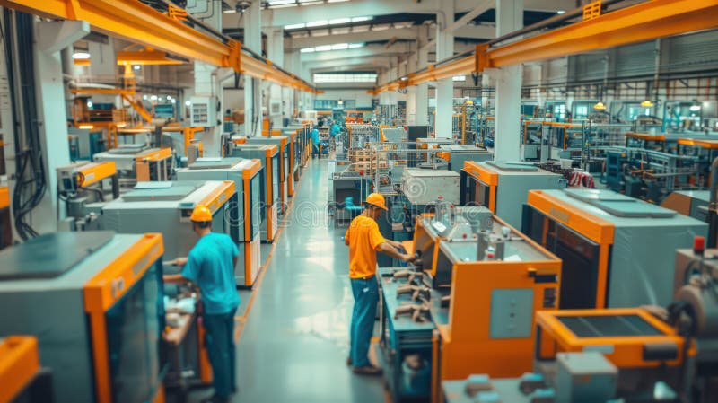 Factory Workers Inspecting Manufactured Objects Stock Illustration ...