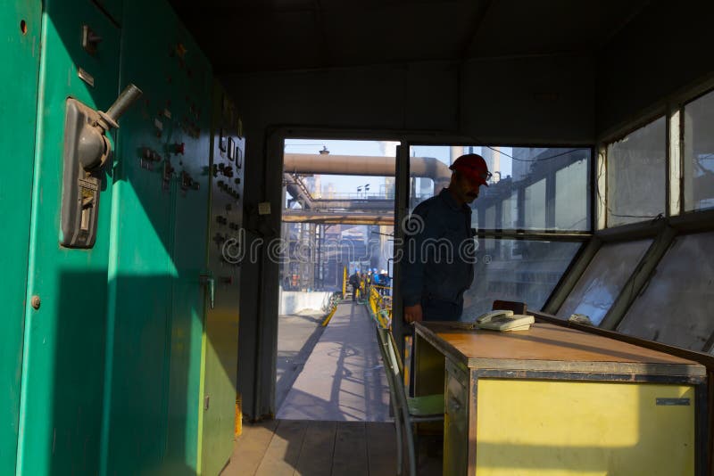 Iron and Steel Producing Factory and Workers Working. Editorial Stock ...