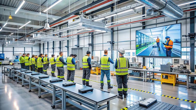 Factory Workers Participate in a Modern Training Session Featuring ...
