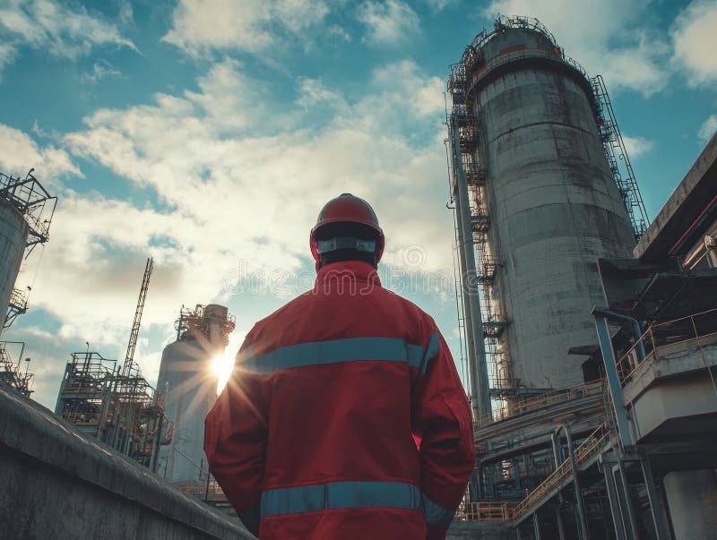 Generative Ai, Factory Workers Standing Proudly Looking at Factory ...