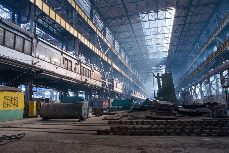 Factory Workshop Interior and Machines. Abstract Industrial Background ...