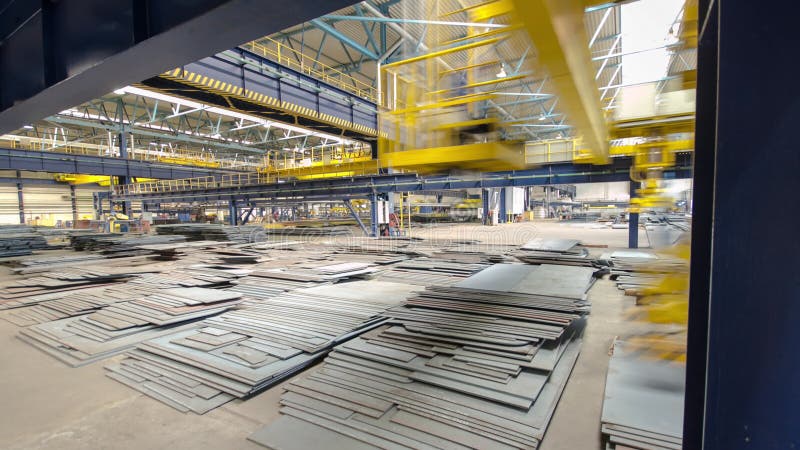 Factory Workshop with Lifting Crane Device Timelapse Hyperlapse Stock ...
