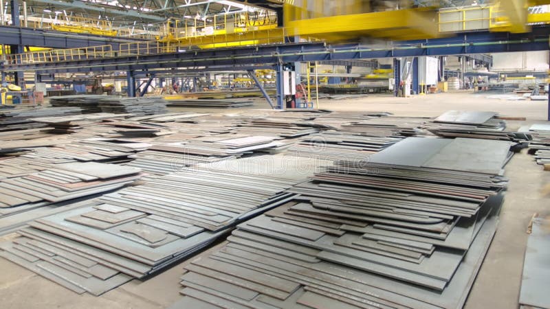 Factory Workshop with Lifting Crane Device Timelapse Hyperlapse Stock ...