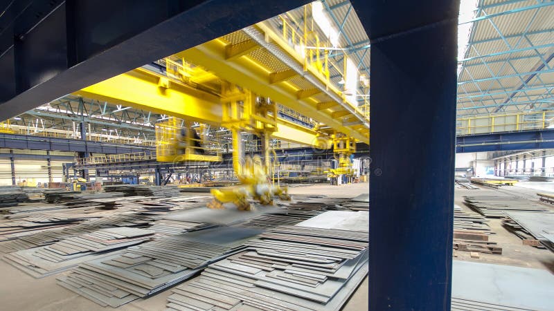 Factory Workshop with Lifting Crane Device Timelapse Hyperlapse Stock ...