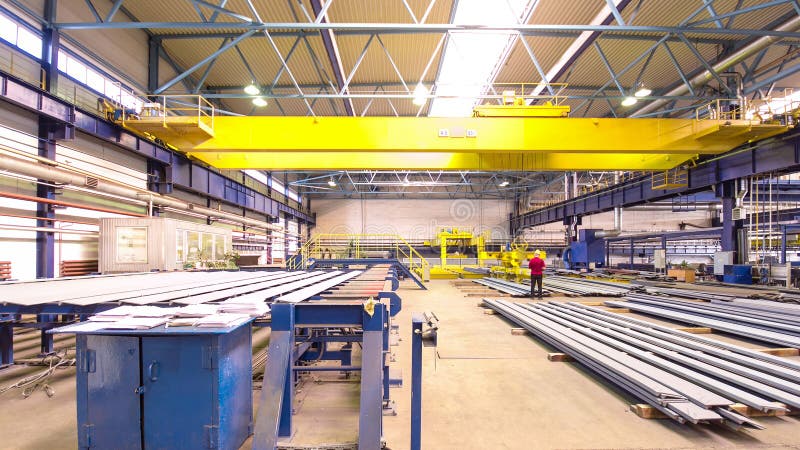 Factory Workshop with Lifting Crane Device Timelapse Hyperlapse Stock ...