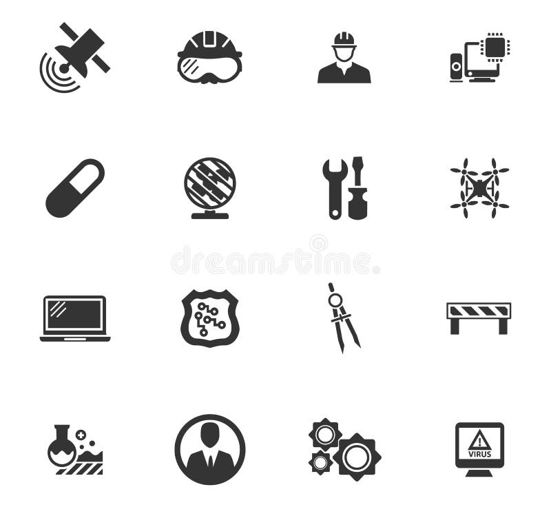 Faculty of Mechanics Icons Set Stock Vector - Illustration of globe ...