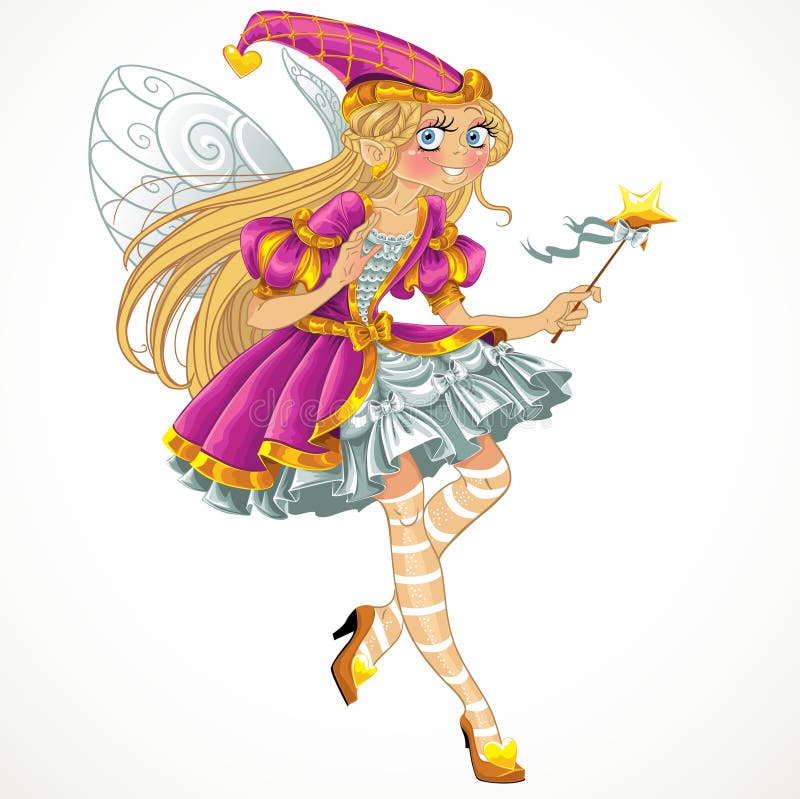 Fada De Vestido Cor-de-rosa Com Asas Ilustração Stock - Ilustração de ...