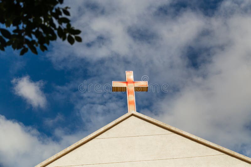 Faded cross on church roof stock photo. Image of worn - 159819960