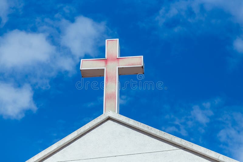 Faded cross on church roof stock photo. Image of worn - 159819960