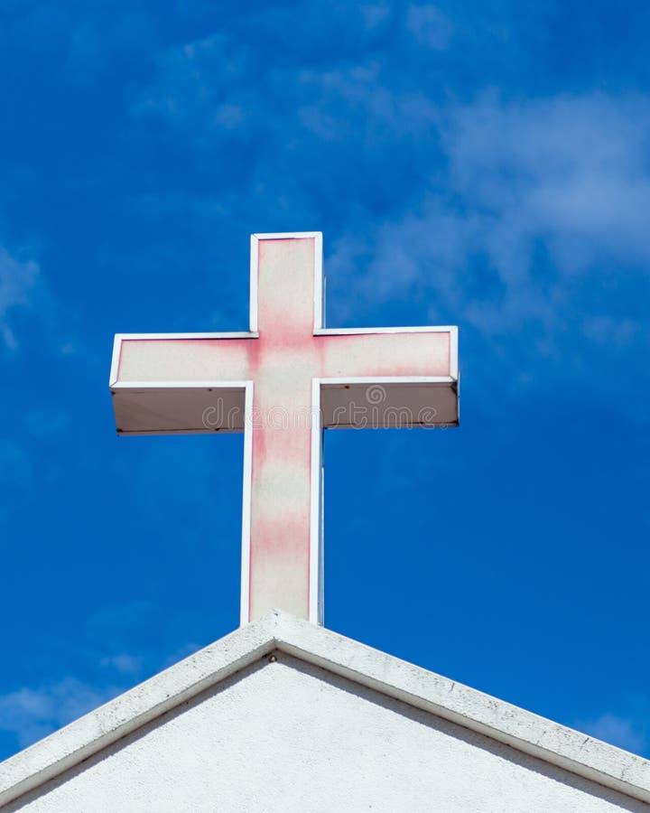 Faded cross on church roof stock photo. Image of worn - 159821926