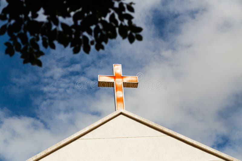Faded cross on church roof stock photo. Image of weathered - 257294880