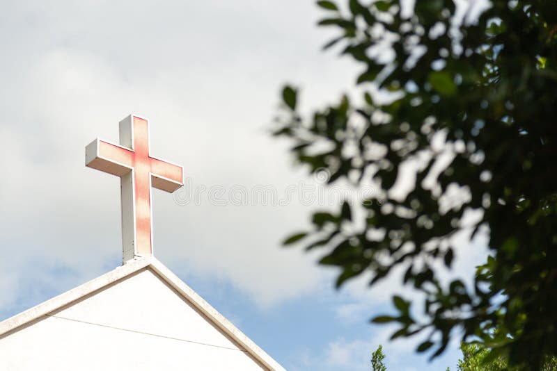 Faded cross on church roof stock photo. Image of cross - 257294948
