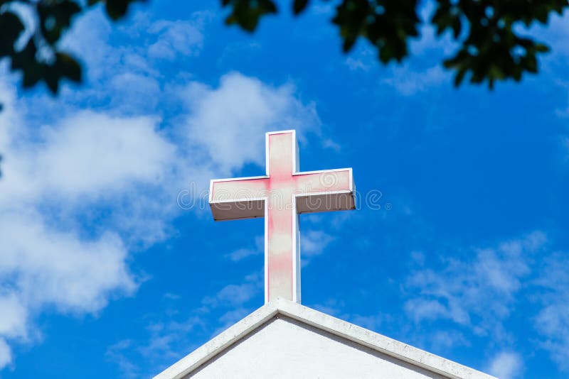 Faded cross on church roof stock image. Image of christianity - 257295035