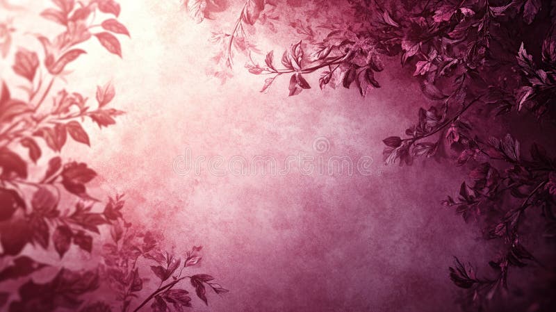Faded, Deep Pink Floral Backdrop with Leaves Stock Photo - Image of ...