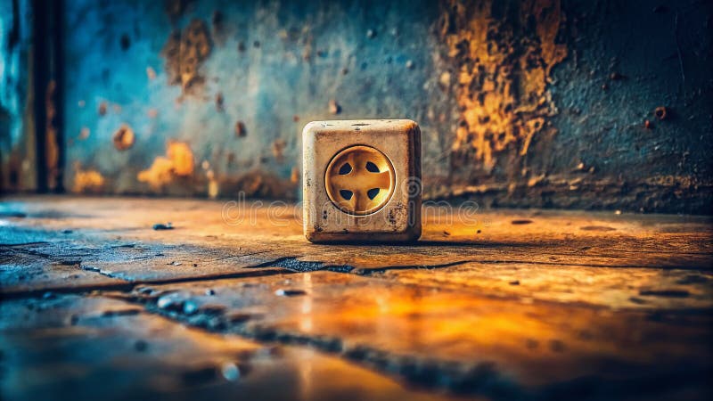 Faded Electrical Outlet on Floor a CloseUp with Shallow Depth of Field ...