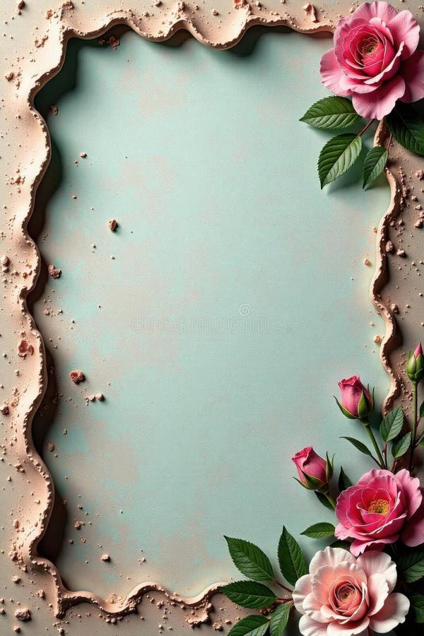 Faded Floral Pattern, Edges Curling, Revealing Plaster , Wall, Old ...